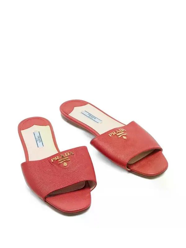 Prada Saffiano-leather Logo-plaque Sandals