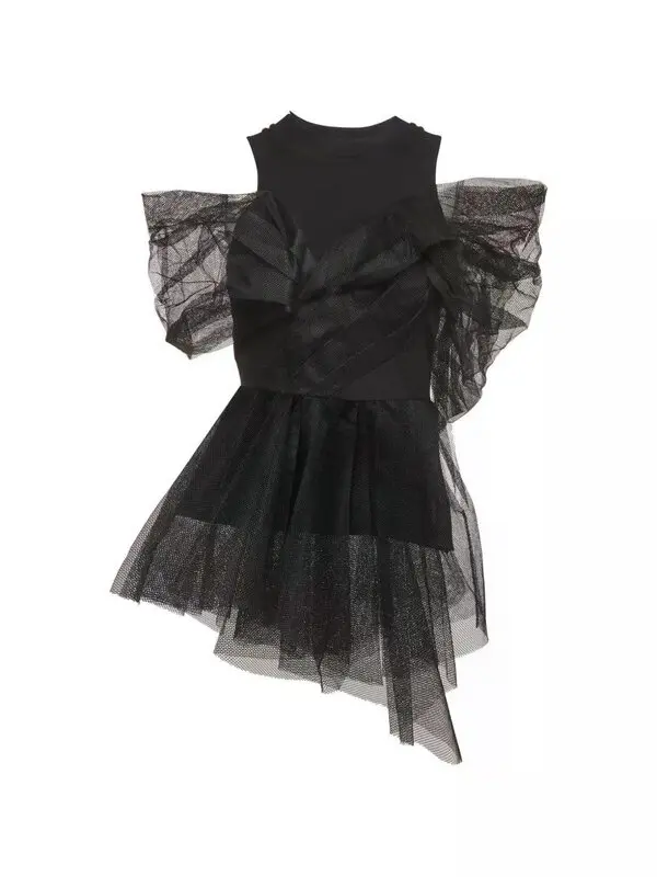 Alexander McQueen Tulle Asymmetric Top - Black
