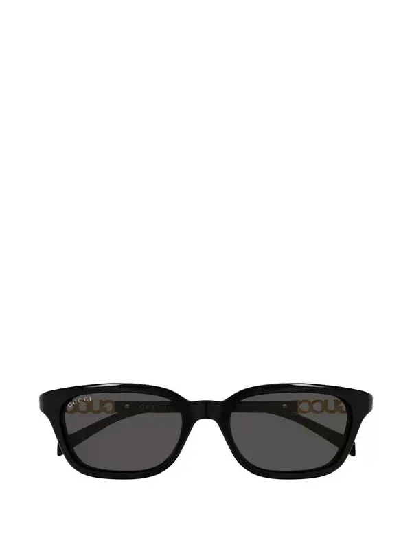 Gucci Logo-plaque Rectangle-frame Sunglasses - Black