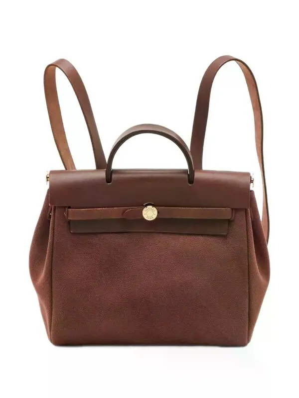 Hermès 2001 Herbag Leather-trim Tote Bag - Brown