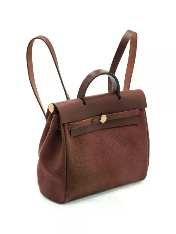 Hermès 2001 Herbag Leather-trim Tote Bag - Brown
