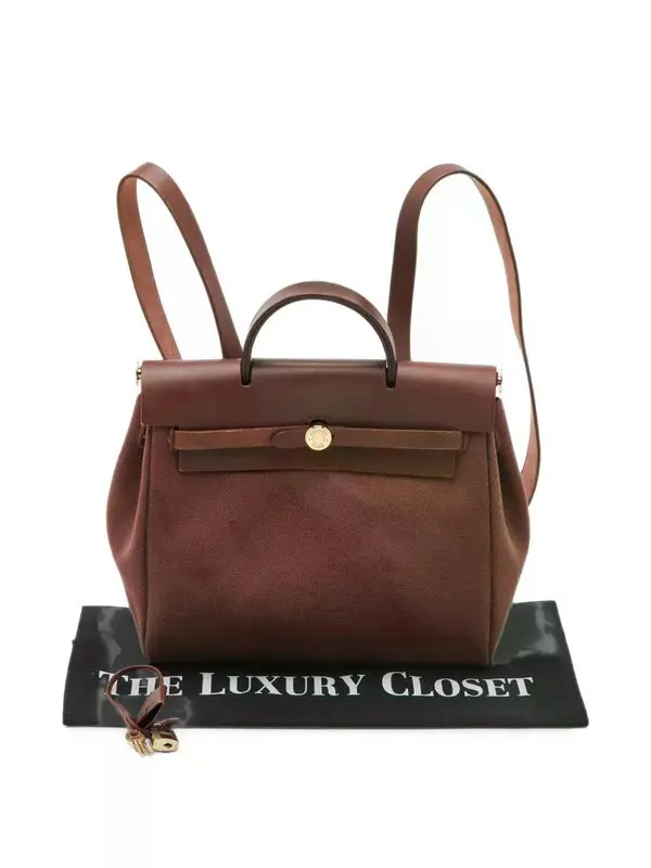 Hermès 2001 Herbag Leather-trim Tote Bag - Brown