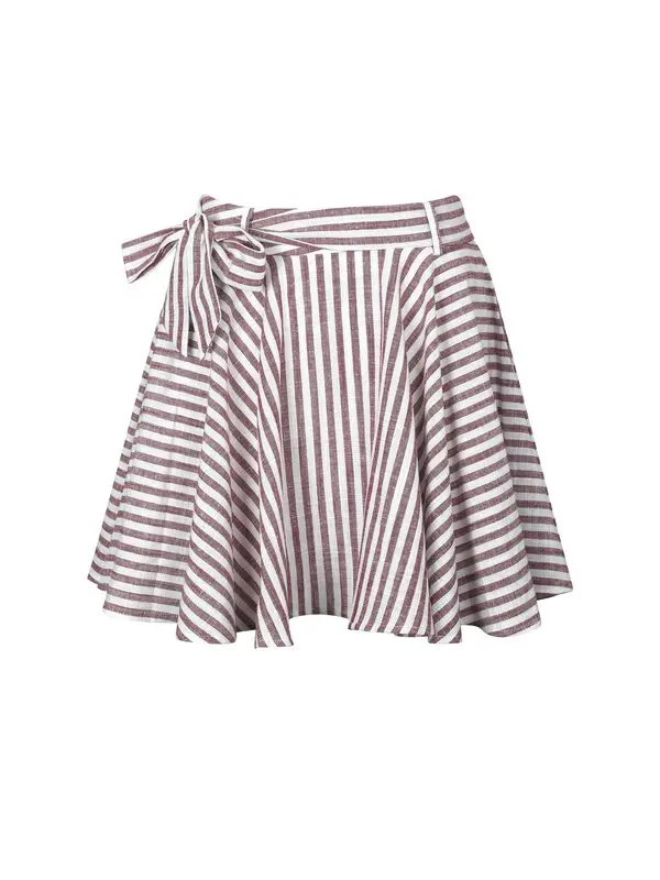 MISS CIRCLE NEW YORK Xolani & White Striped Linen Mini Skirt