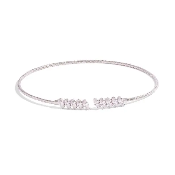 EBRU JEWELRY Marquise Cubic Zirconia Woven Sterling Choker Necklace - Silver