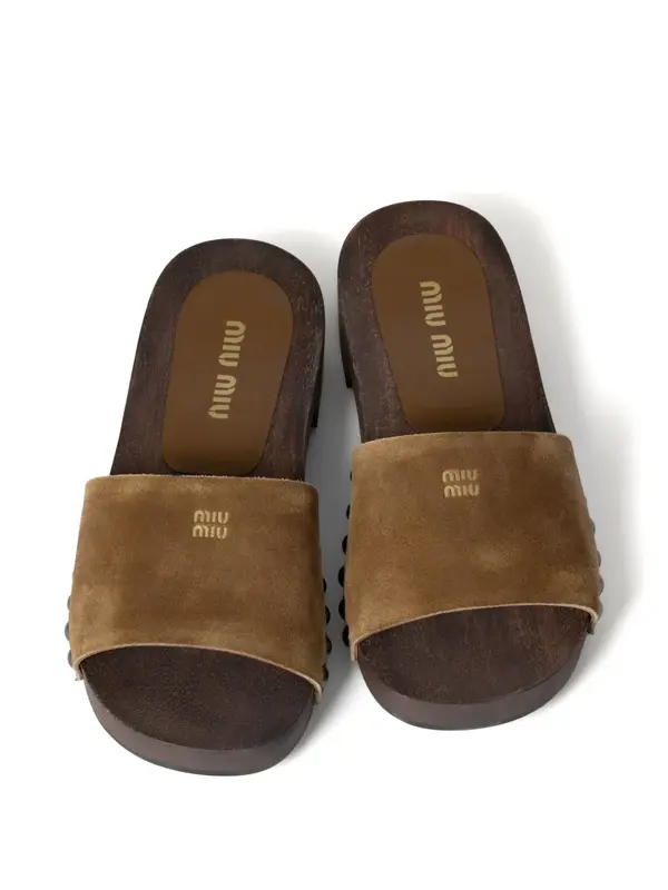 Miu Miu Zoccoli Scamosciato Delave - Cannella