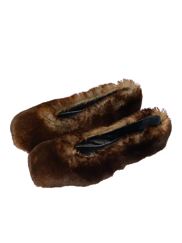 LA ROSE Furry Ballerina Shoes