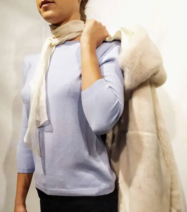 LA ROSE Maglia 3/4 Cashmere Azzurro