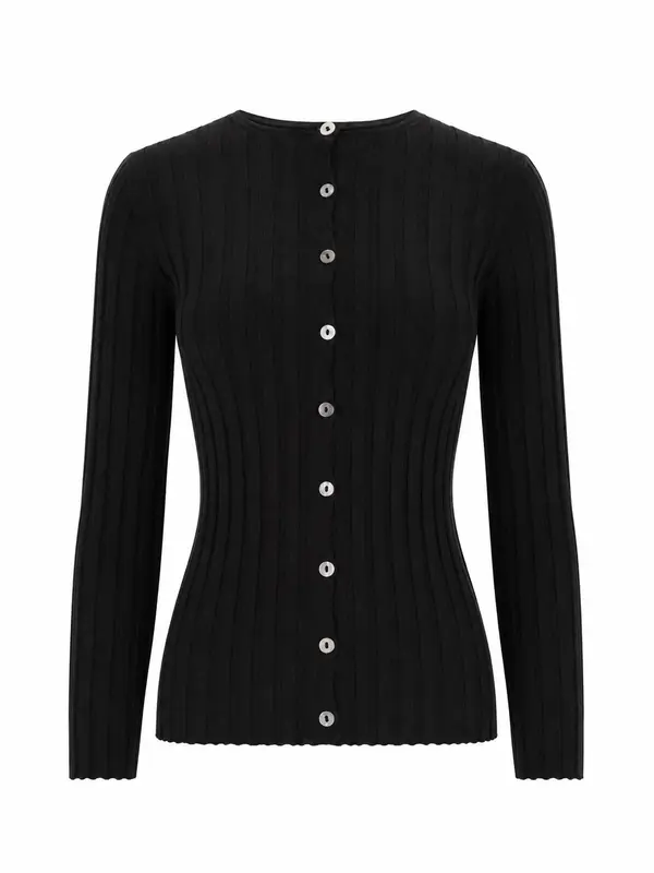 LA ROSE Cardigan Cashmere+seta - Nero