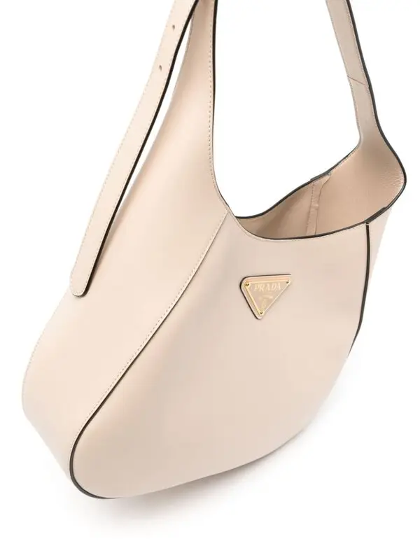 Prada Triangle Logo Leather Shoulder Bag - White
