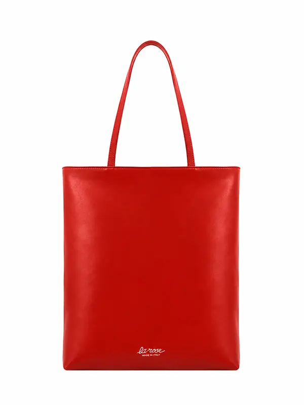 LA ROSE Leather Tote Bag - Red