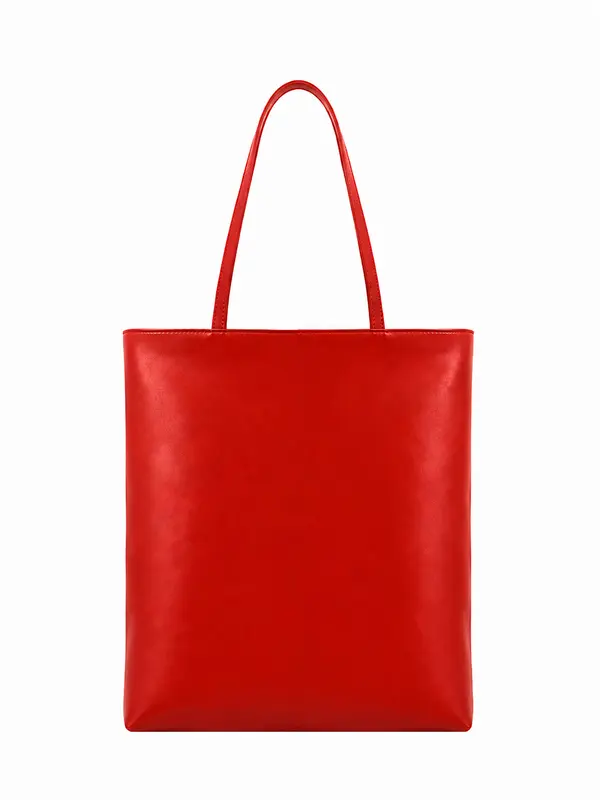 LA ROSE Leather Tote Bag - Red