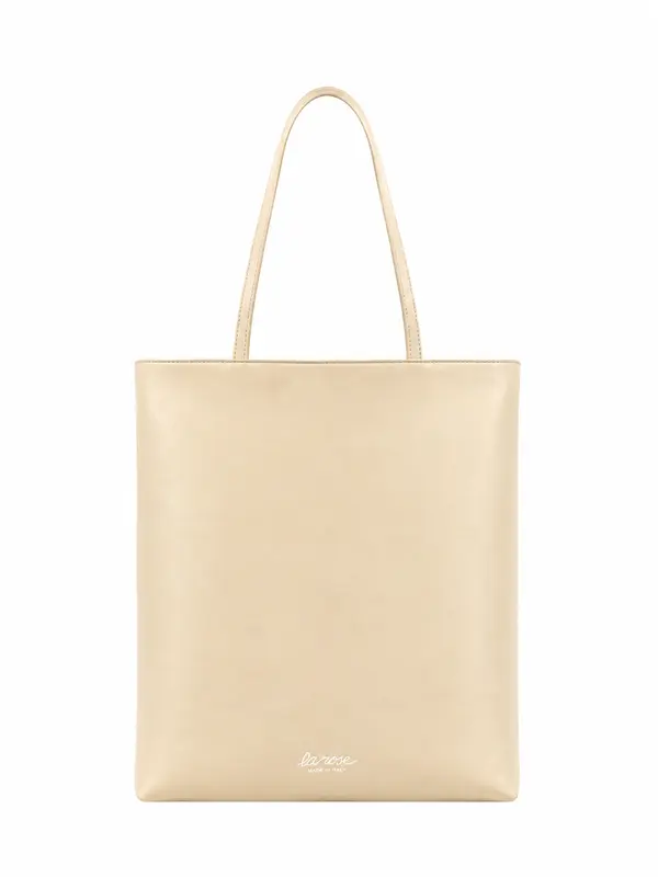 LA ROSE Leather Tote Bag - Ivory