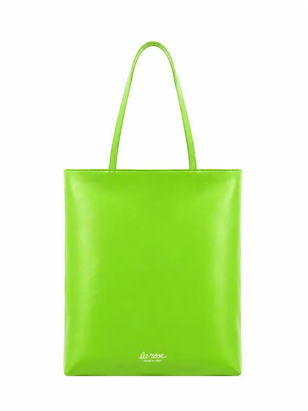 LA ROSE Leather Tote Bag Lime - Green