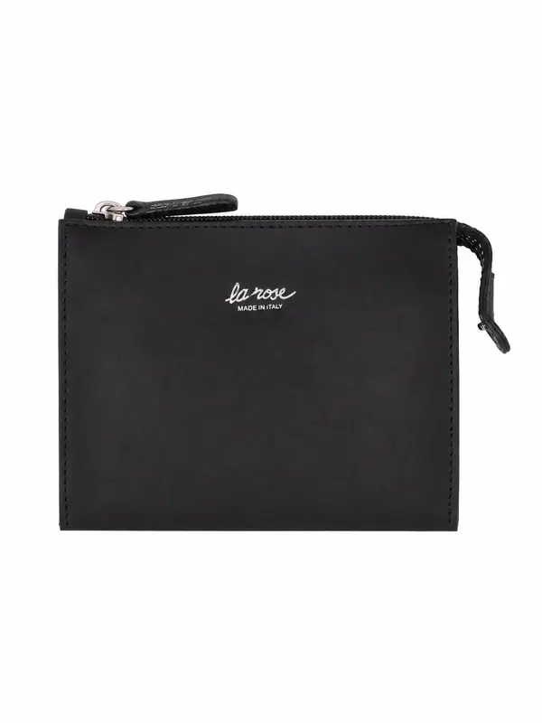 LA ROSE Minimal Leather Make Up Bag - Nero