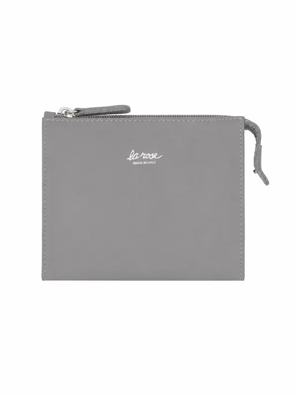 LA ROSE Minimal Leather Make Up Bag - Grigio