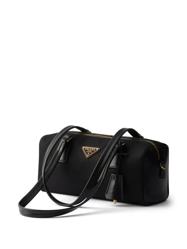Prada Re Nylon And Leather Medium Top Handle Bag With Padlock