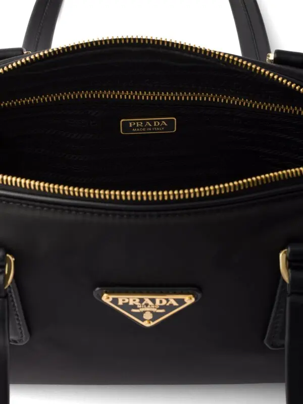 Prada Re Nylon And Leather Medium Top Handle Bag With Padlock