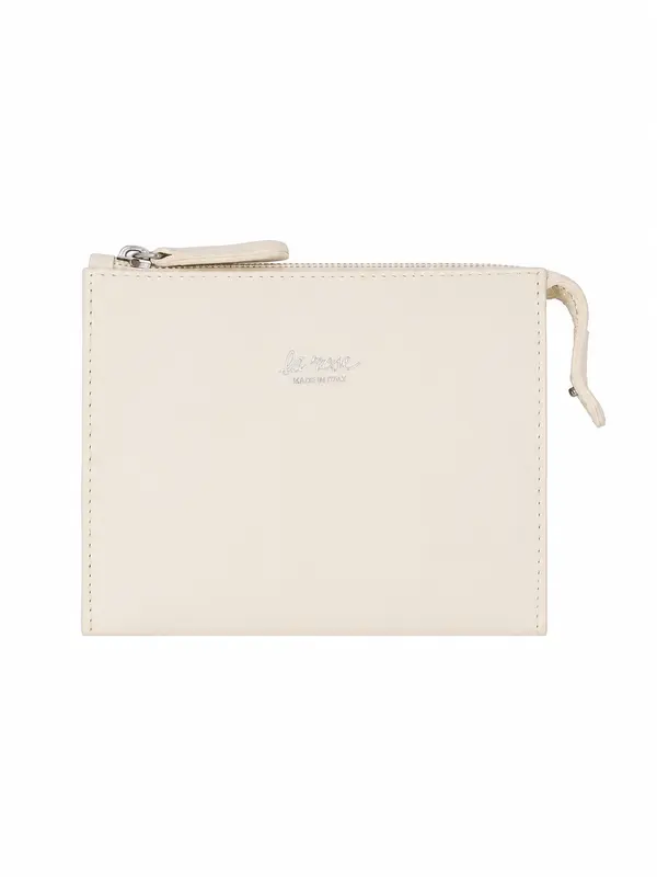 LA ROSE Minimal Leather Make Up Bag - Milk