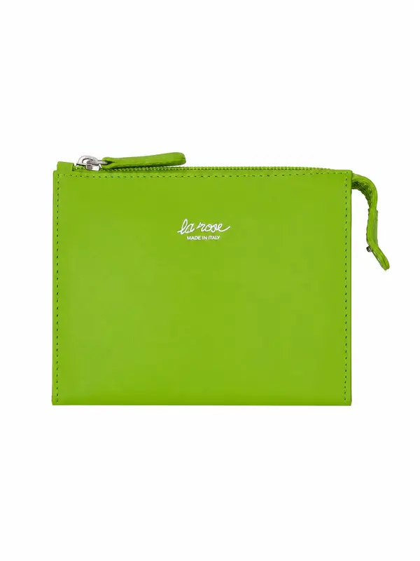 LA ROSE Minimal Leather Make Up Bag - Verde