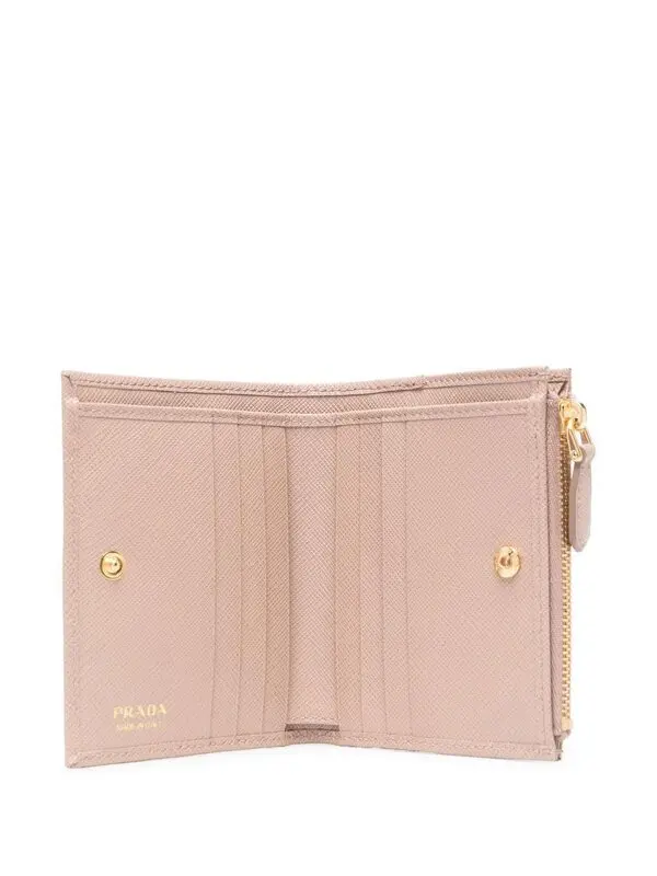 Prada Logo Plaque Grained Leather Wallet
