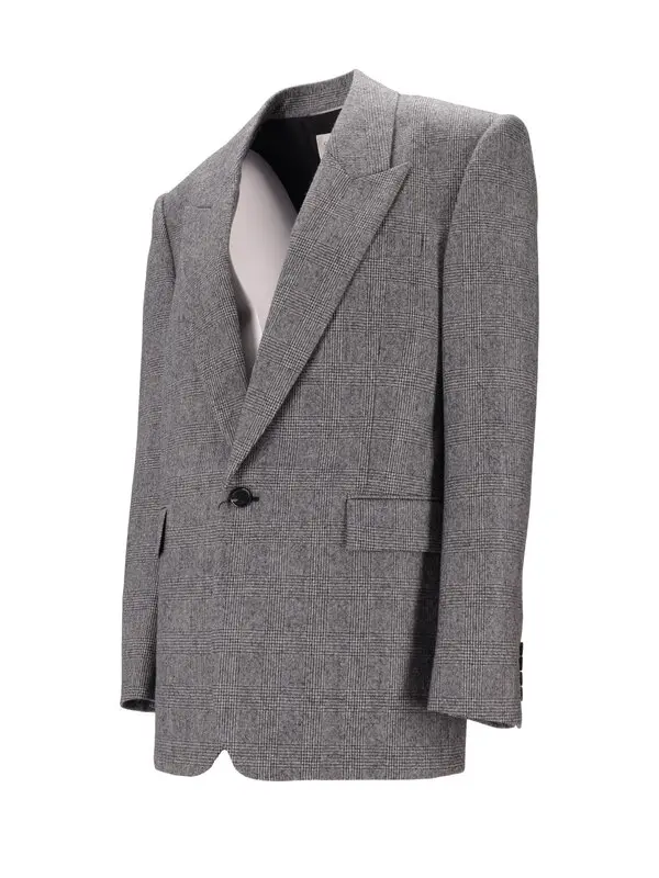 Saint Laurent Veste Un Bouton Col Crante´ Pr