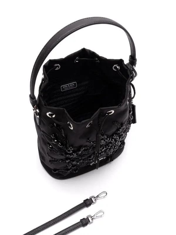 Prada Enamel Triangle Logo Tote Bag