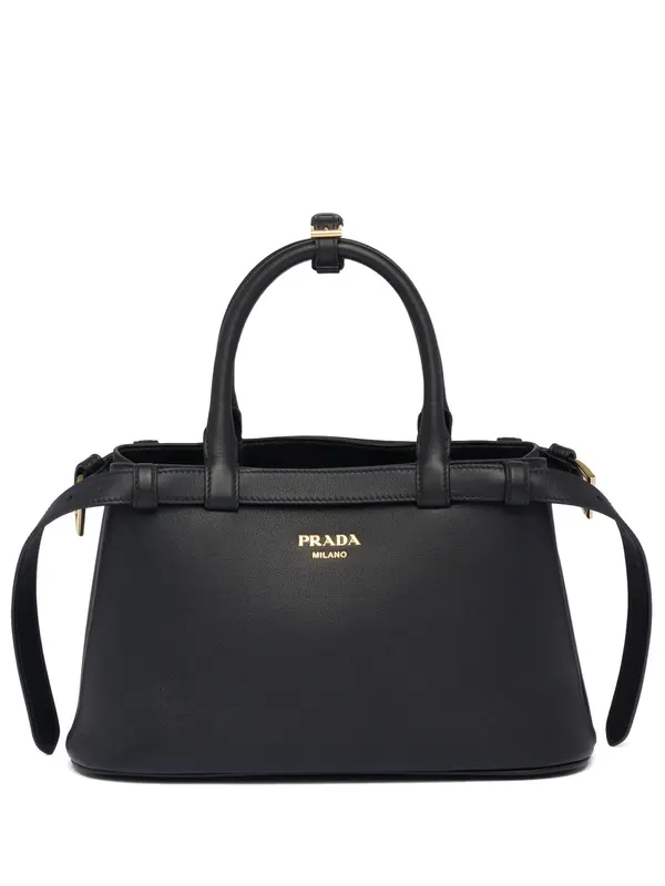 Prada Logo Lettering Leather Tote Bag