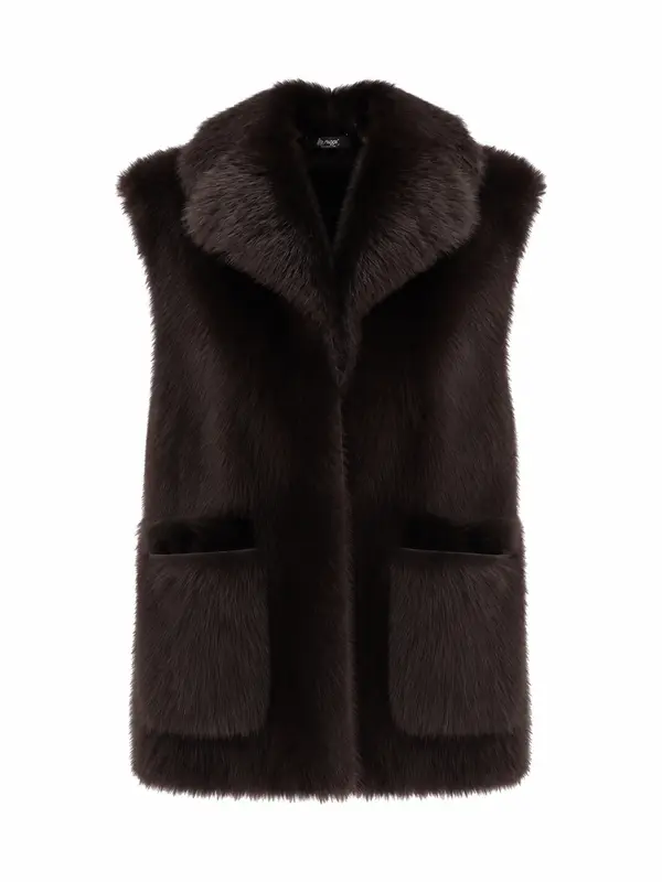 LA ROSE Gilet Montone Pelo Lungo