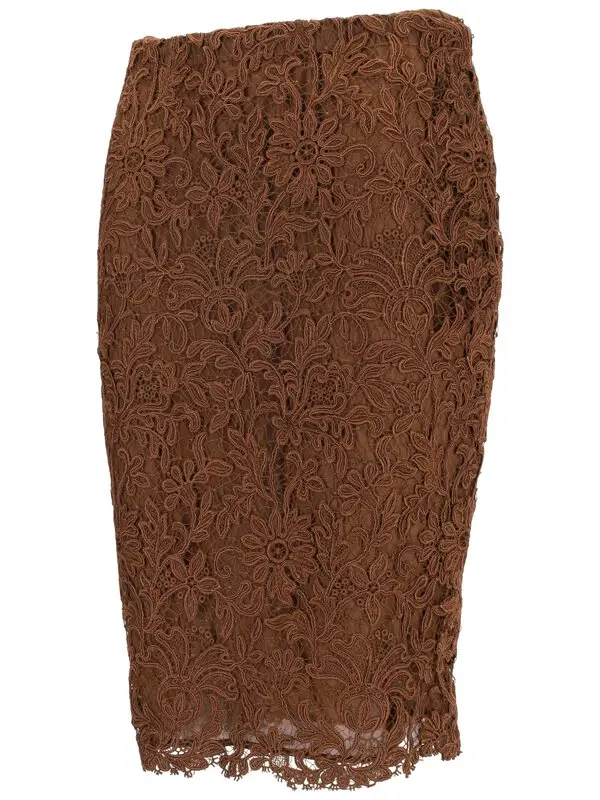 Saint Laurent Jupe Crayon En Dentelle Guipur
