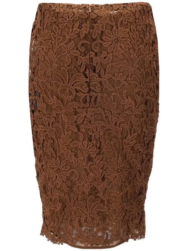Saint Laurent Jupe Crayon En Dentelle Guipur