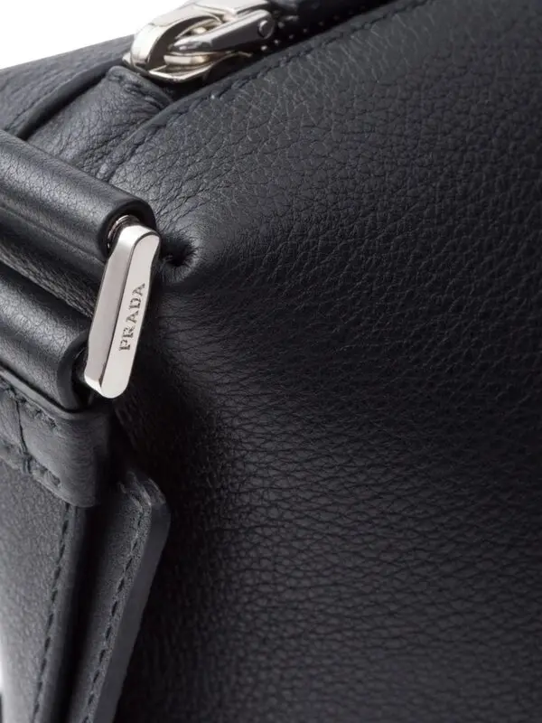 Prada Logo Stamp Leather Shoulder Bag