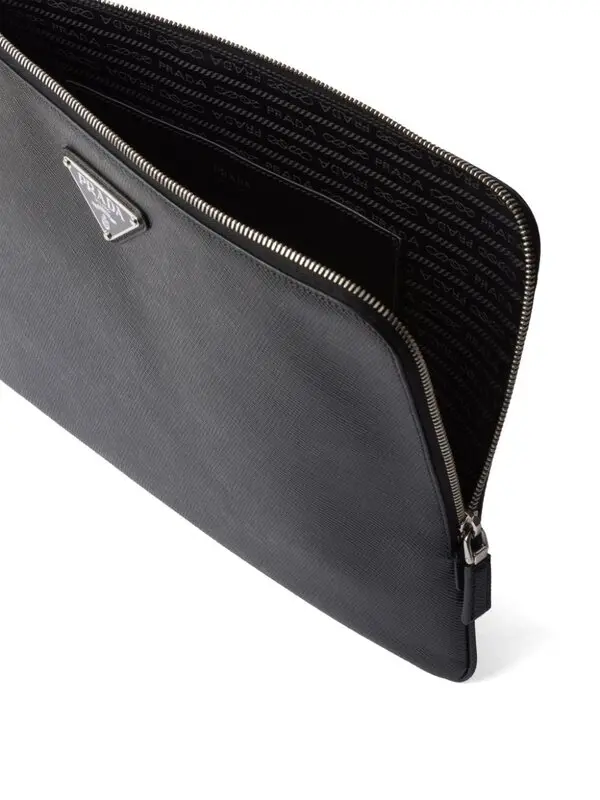Prada Triangle Logo Leather Clutch Bag