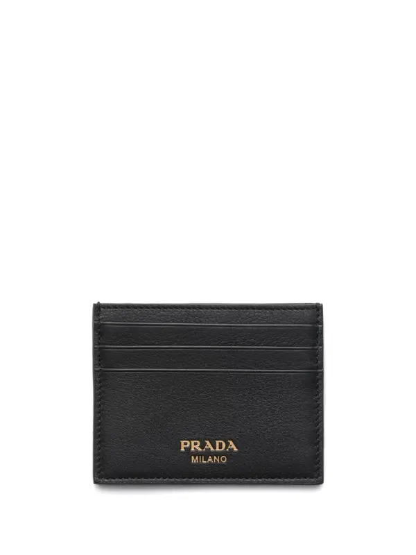 Prada Logo Stamp Leather Card Holder