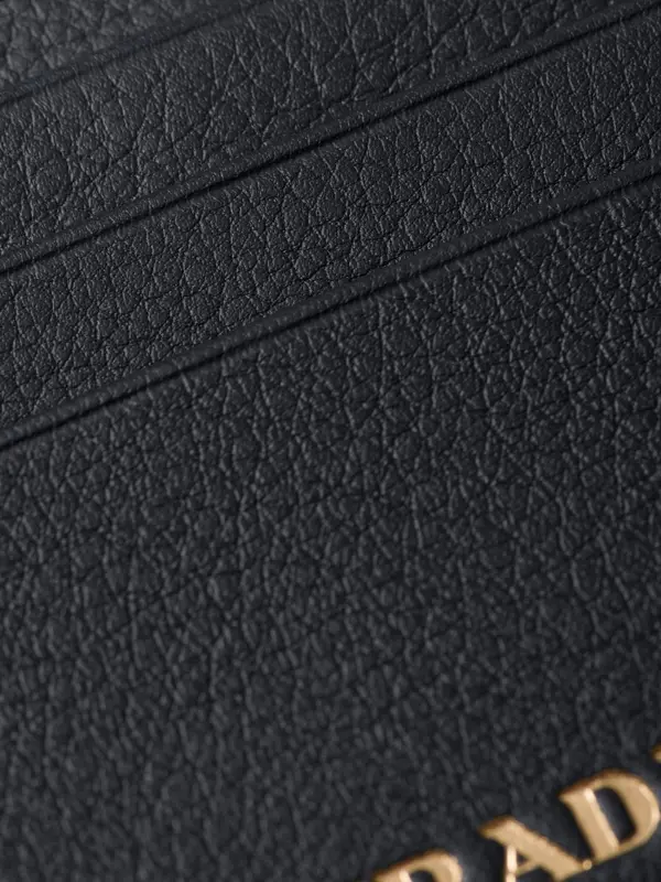 Prada Logo Stamp Leather Card Holder