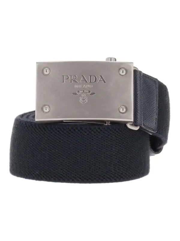 Prada Logo Buckle Belt - Navy Blue