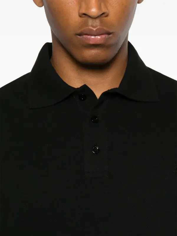 Saint Laurent Cassandre Embroidered Piqué Polo Shirt