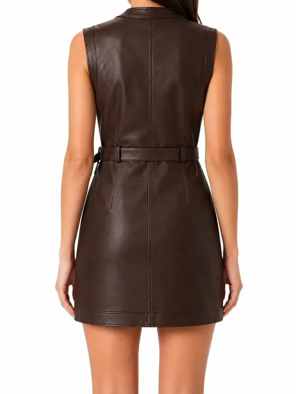 LA ROSE Leather Dress Marrone
