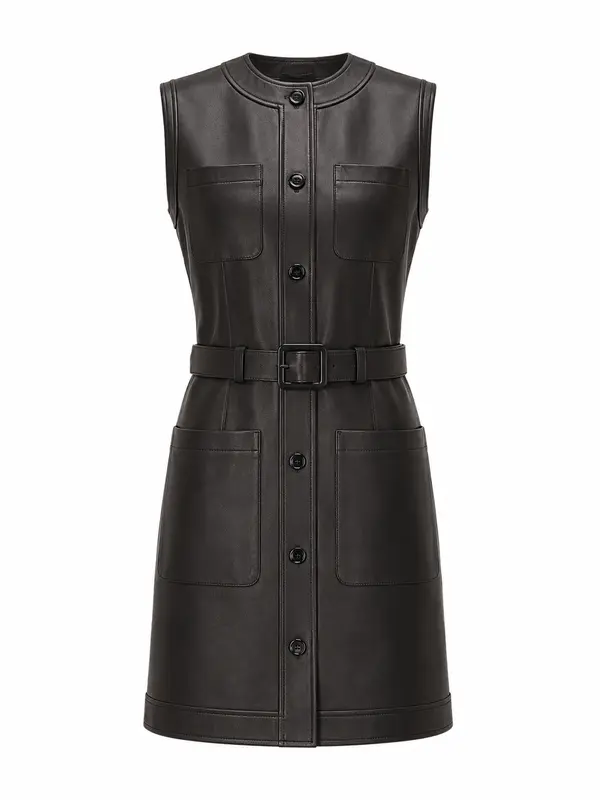 LA ROSE Leather Dress - Nero