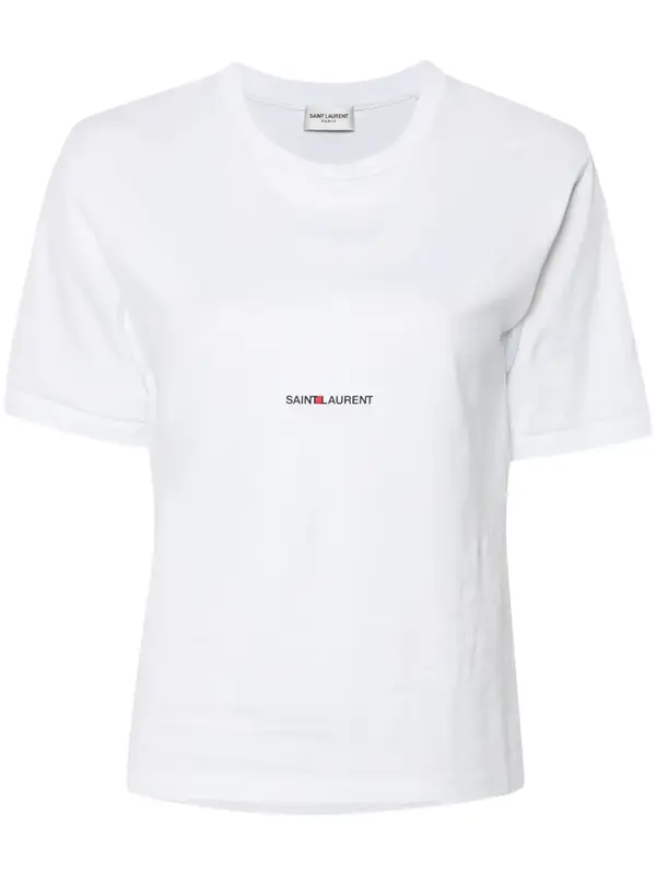 Saint Laurent Logo Print T Shirt - Bianco