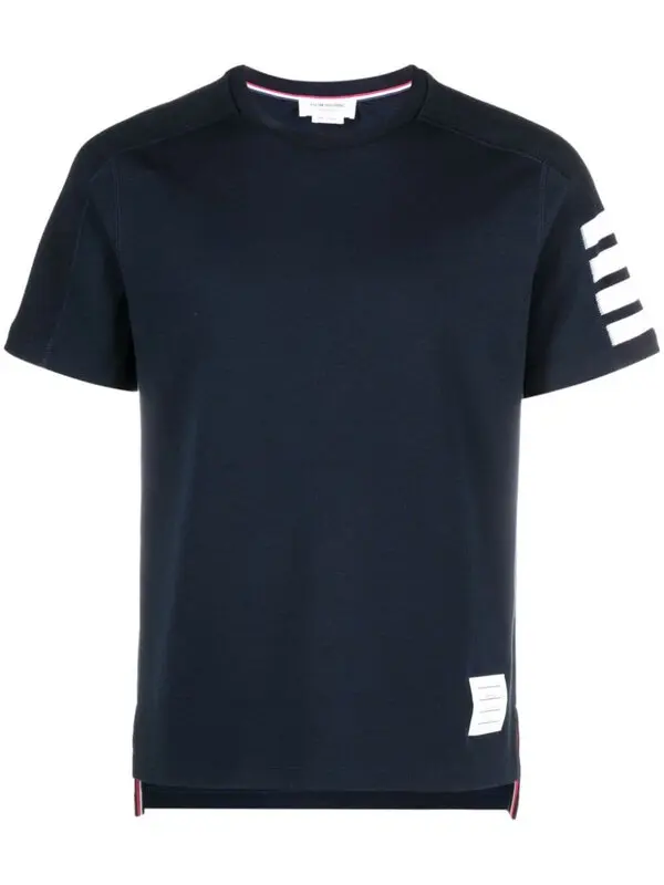 Thom Browne Short Sleeve Tee W/ Bar Stripe In Milano Cotton