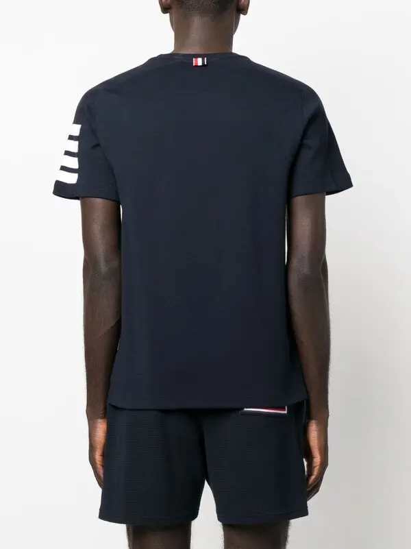 Thom Browne Short Sleeve Tee W/ Bar Stripe In Milano Cotton
