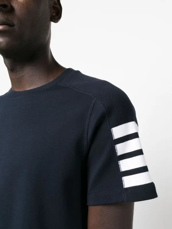 Thom Browne Short Sleeve Tee W/ Bar Stripe In Milano Cotton