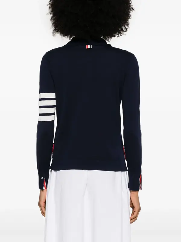 Thom Browne Jersey Stitch Button Down Shirt In Cotton W/ 4 Bar Stripe