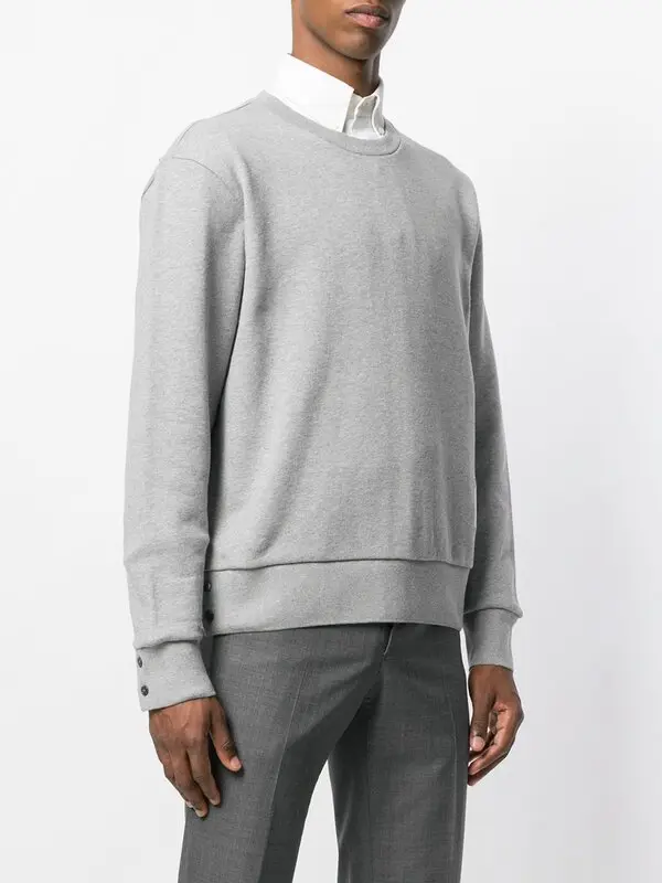 Thom Browne Crewneck Pullover W/ Center Back Rwb Stripe In Classic Loopback