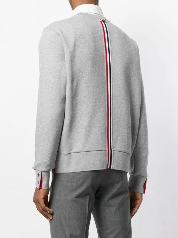 Thom Browne Crewneck Pullover W/ Center Back Rwb Stripe In Classic Loopback