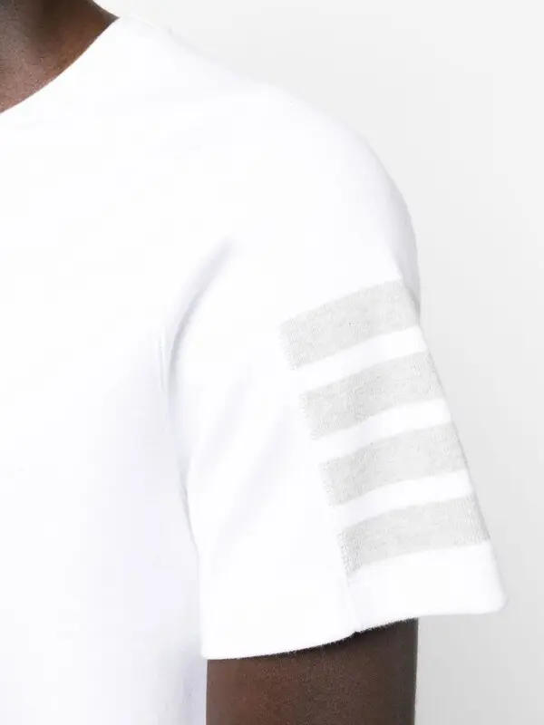 Thom Browne Short Sleeve Tee W/ Bar Stripe In Milano Cotton