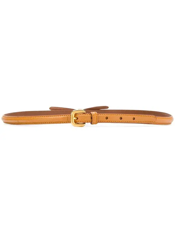 Prada Bow Detail Slim Buckle Belt - Cuoio