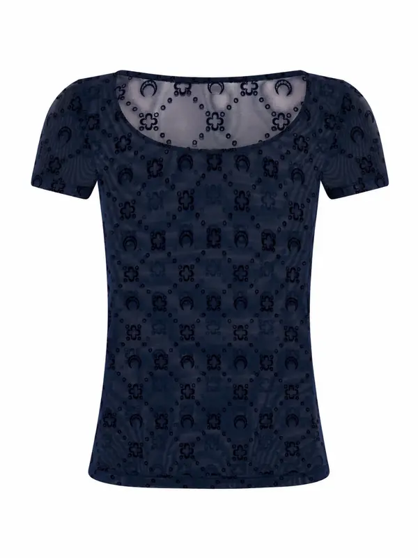 MARINE SERRE Moonogram Mesh Flock Ss Roundneck T Shirt
