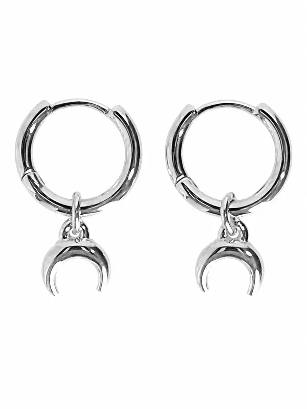 MARINE SERRE Silver Plated Moon Mini Hoop Earrings