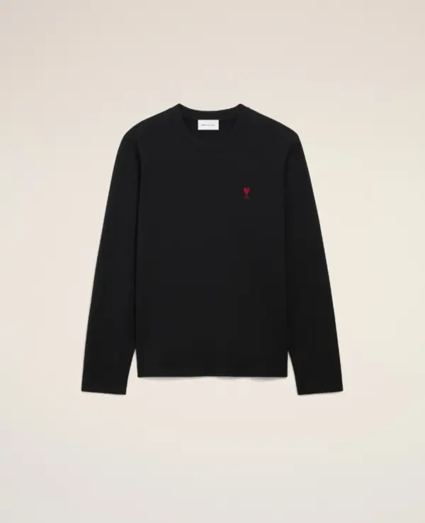 AMI Paris Tshirt Manches Longues De Coeur Rouge - Noir